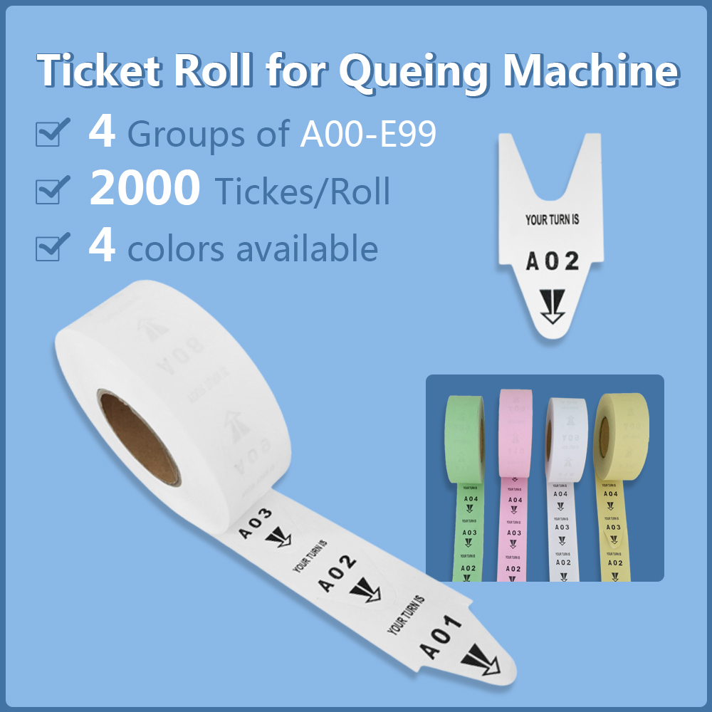 Colorful Queue Number Paper Ticket Dispenser 3 Digit for Queuing Number System restauran 1 Roll ...