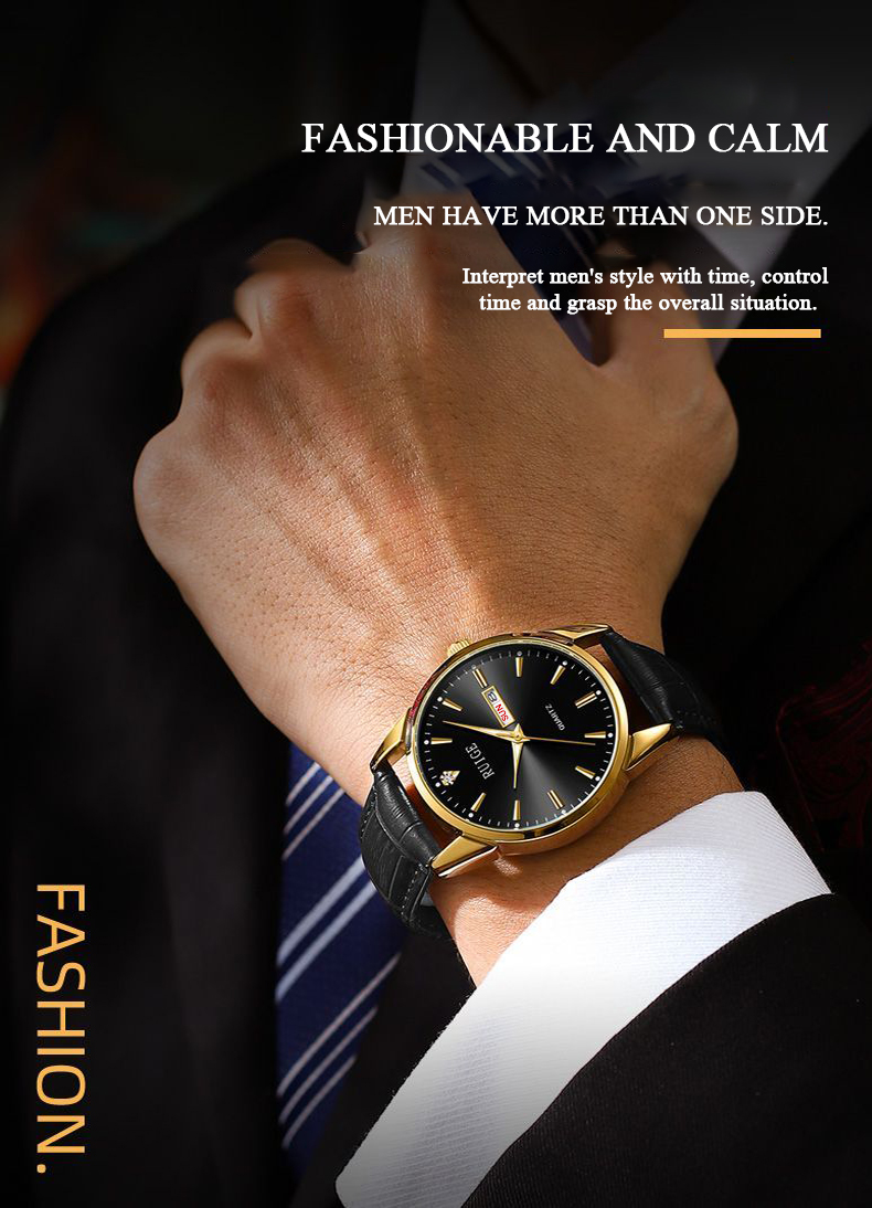 RUIGE Men's Quartz Watch: Swiss Design, Leather Band, Waterproof ...