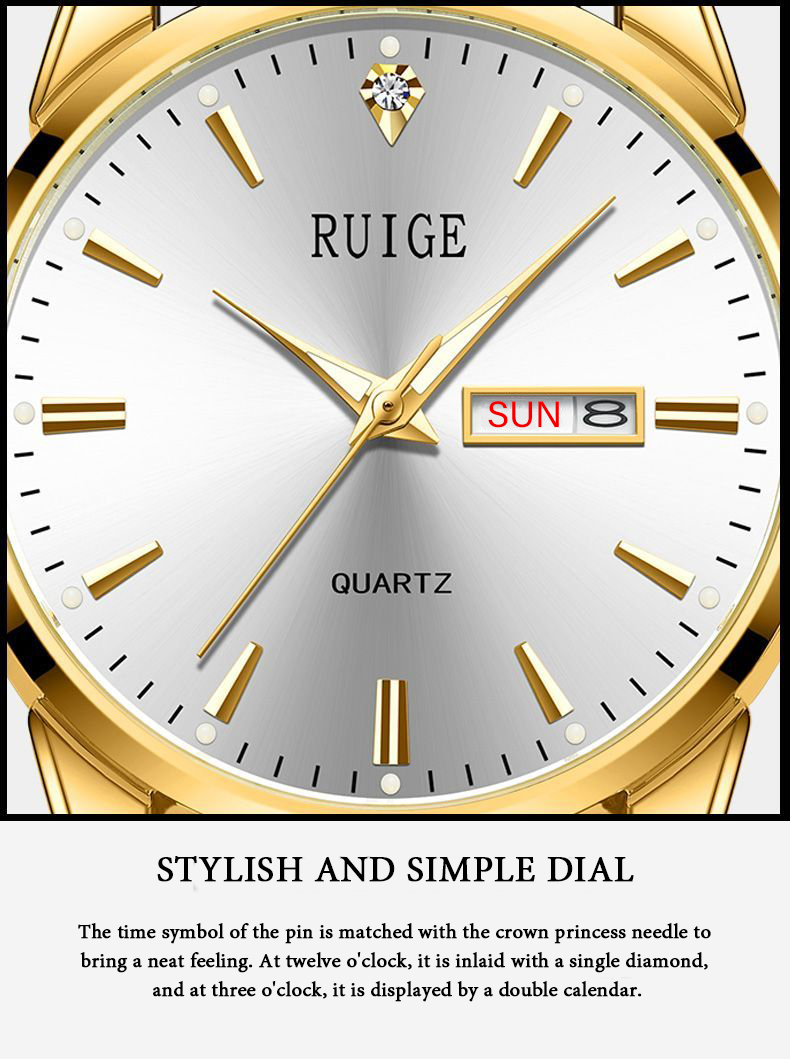 RUIGE Men's Quartz Watch: Swiss Design, Leather Band, Waterproof ...