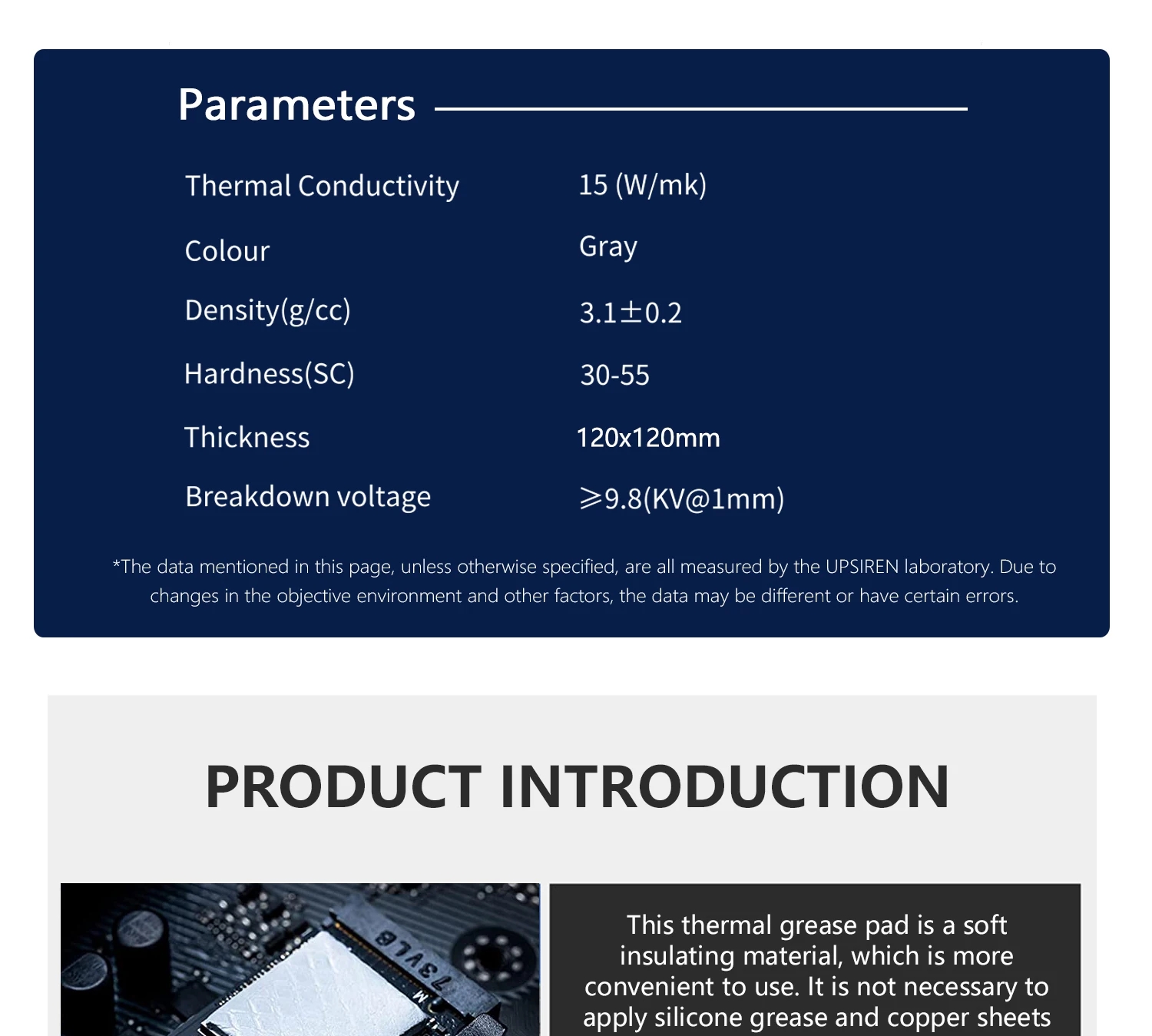 UPSIREN Graphics Card Cooling 15W/MK thermal pad Heat Dissipation Silicone Pad CPU/GPU Graphics ...