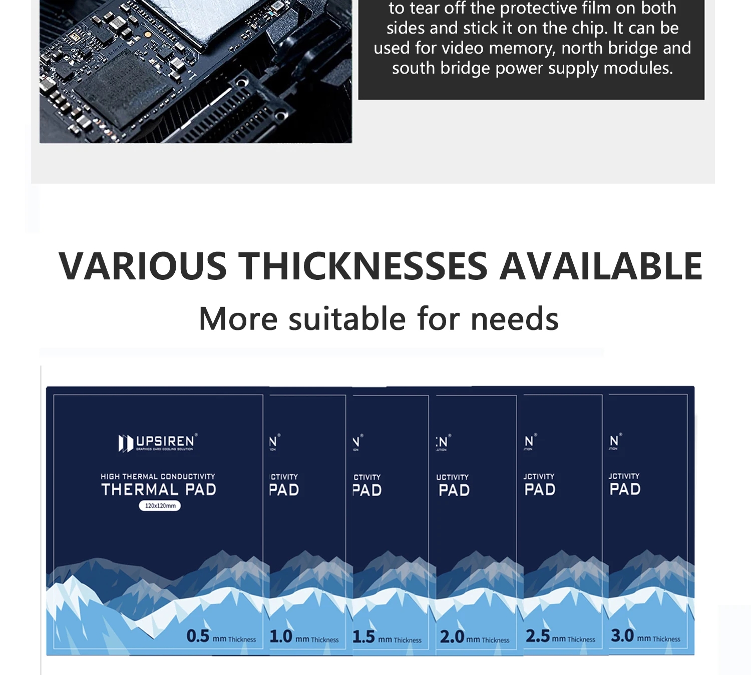 UPSIREN Graphics Card Cooling 15W/MK thermal pad Heat Dissipation Silicone Pad CPU/GPU Graphics ...