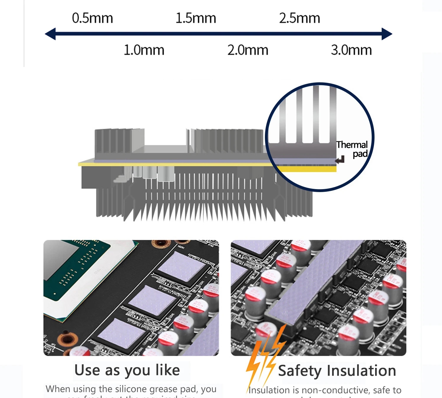UPSIREN Graphics Card Cooling 15W/MK thermal pad Heat Dissipation Silicone Pad CPU/GPU Graphics ...
