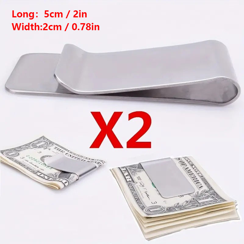 1/2 pcs Men's Stainless Steel Money Clip & Card Holder - Minimalist ...