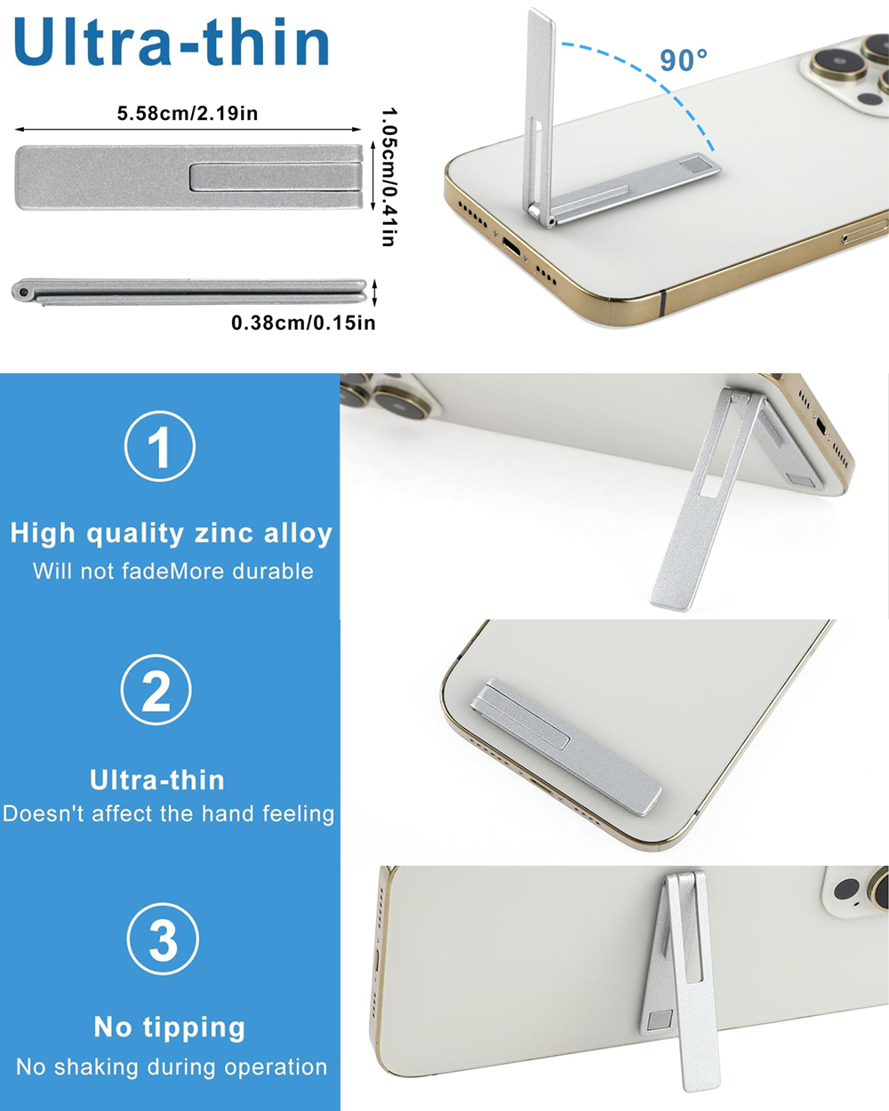 Ultra Thin Cell Phone Holder, Adjustable Angle Mini Alloy Phone ...