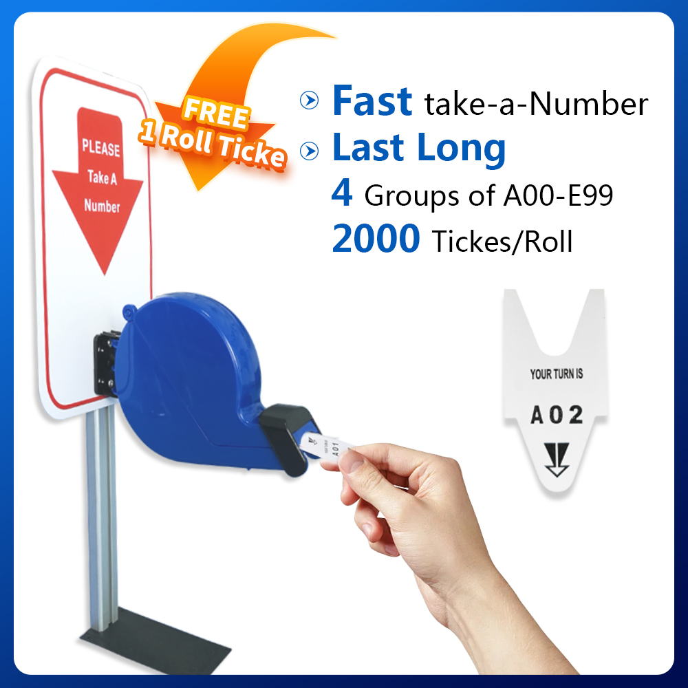 Queue Ticket Dispenser Machine with Counter Stand and 1 Queue Roll ...