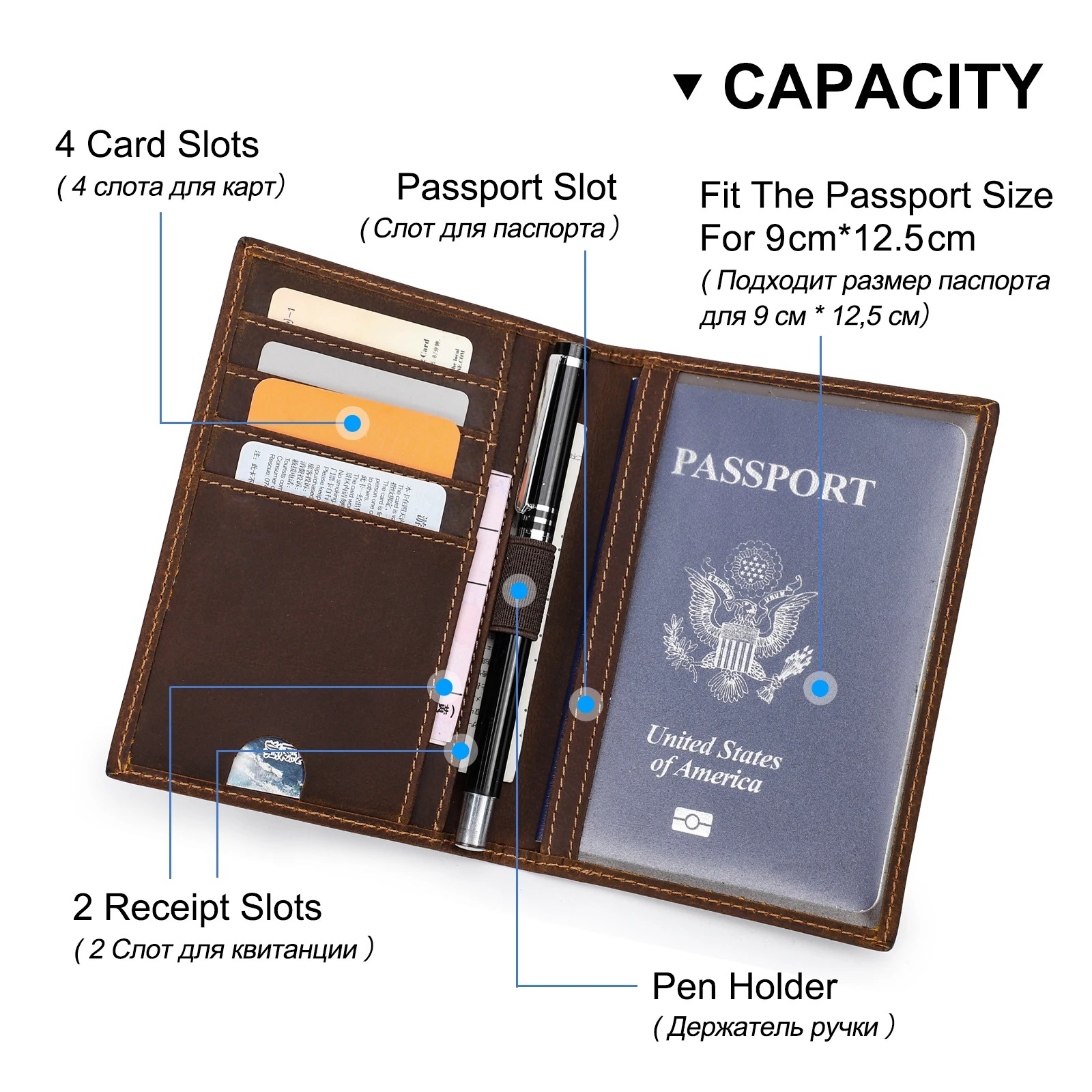CONTACT'S Passport Holder Men Genuine Leather Thin ID Card Holder for ...