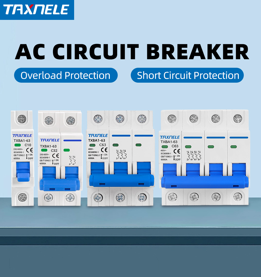 TAXNELE AC MCB 1P 2P 3P 4P 230V 400V 6KA Mini Circuit breaker Air ...