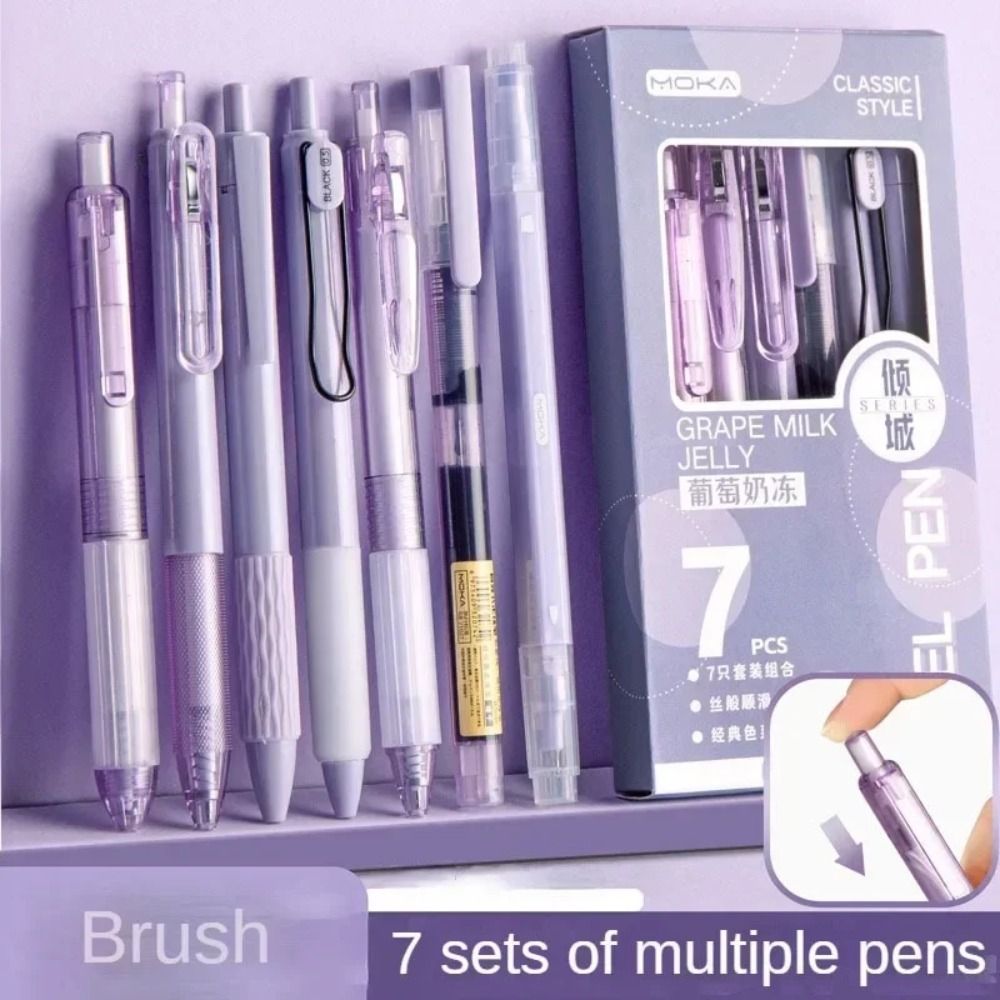LET 5pcs/7Pcs Gel Pen, Quick-Drying Ink ST Tip Highlighter Pen Set ...