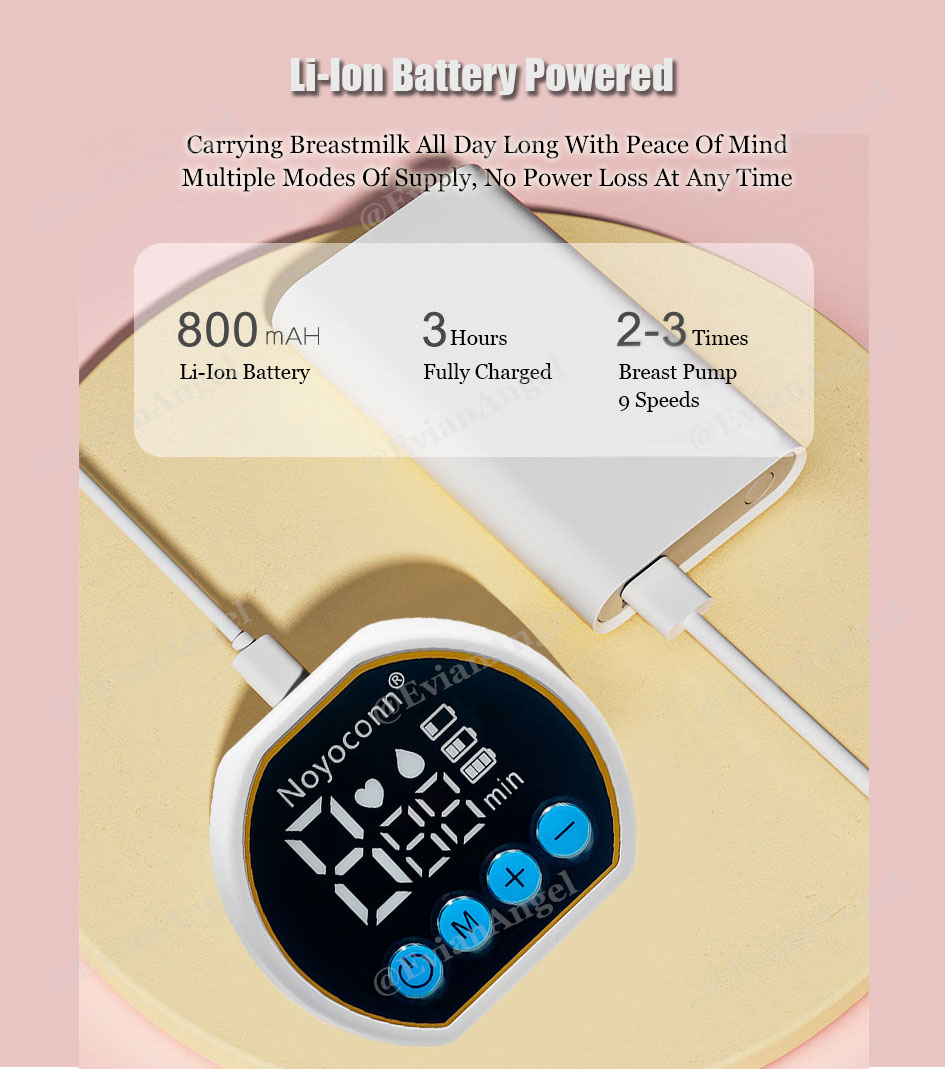 EvianAngel Electric Breast Pump Rechargeable Breast Massager Silent ...