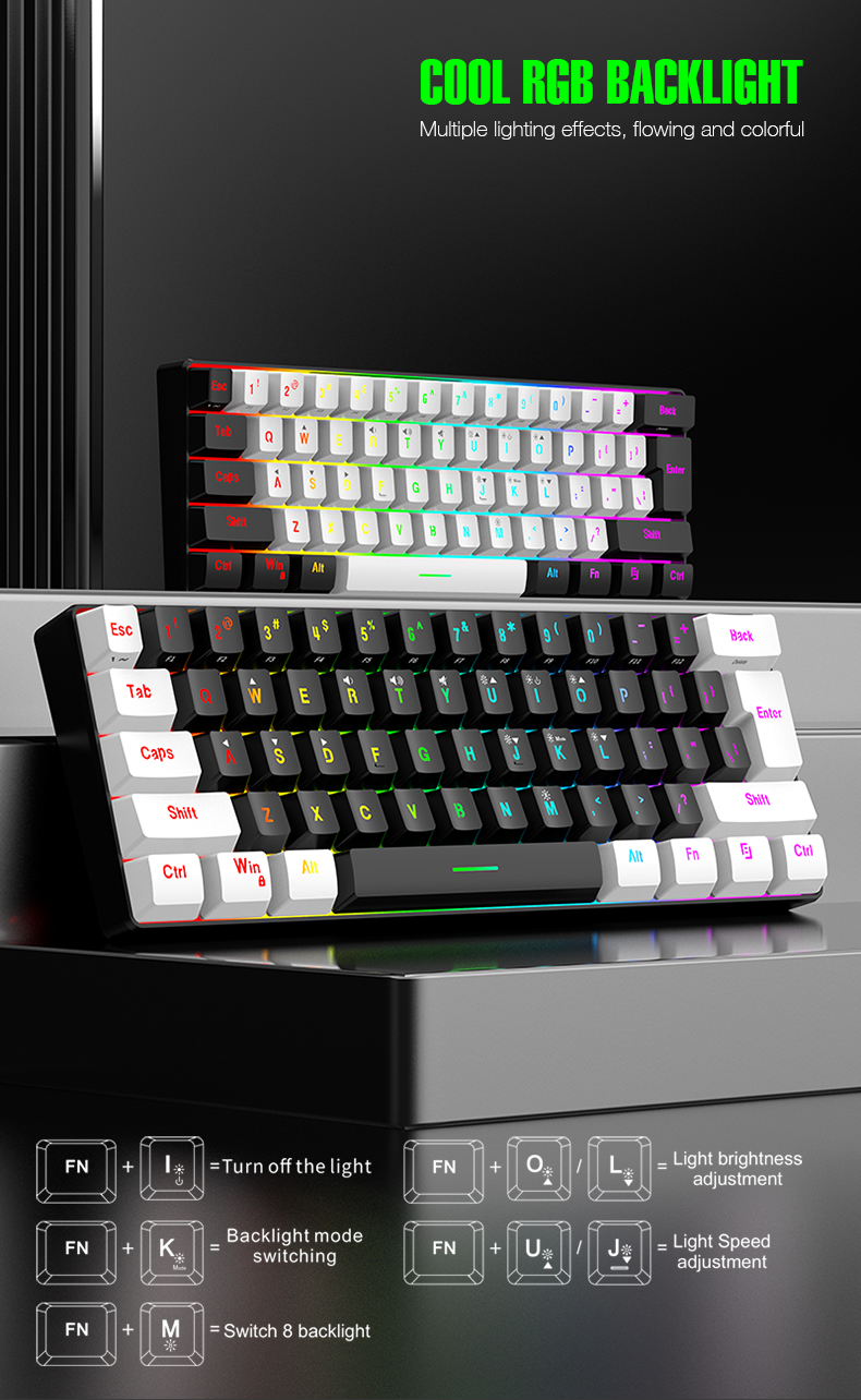 Mini Wired Keyboard Small Gaming Keyboard for Laptop RGB Backlight ...