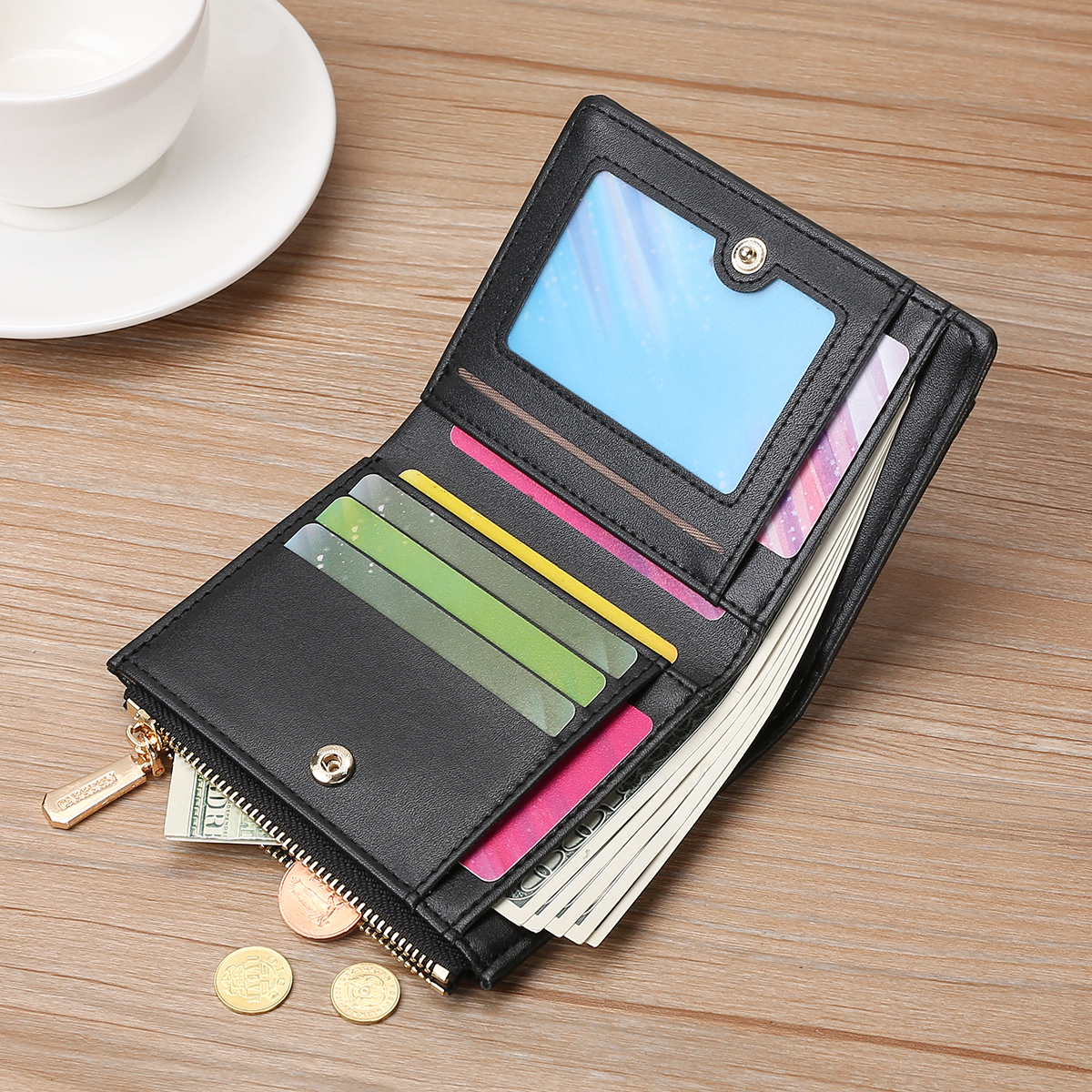 1 Piece Men's Business Simple Short Wallet Youth Fashion Thin Multi ...