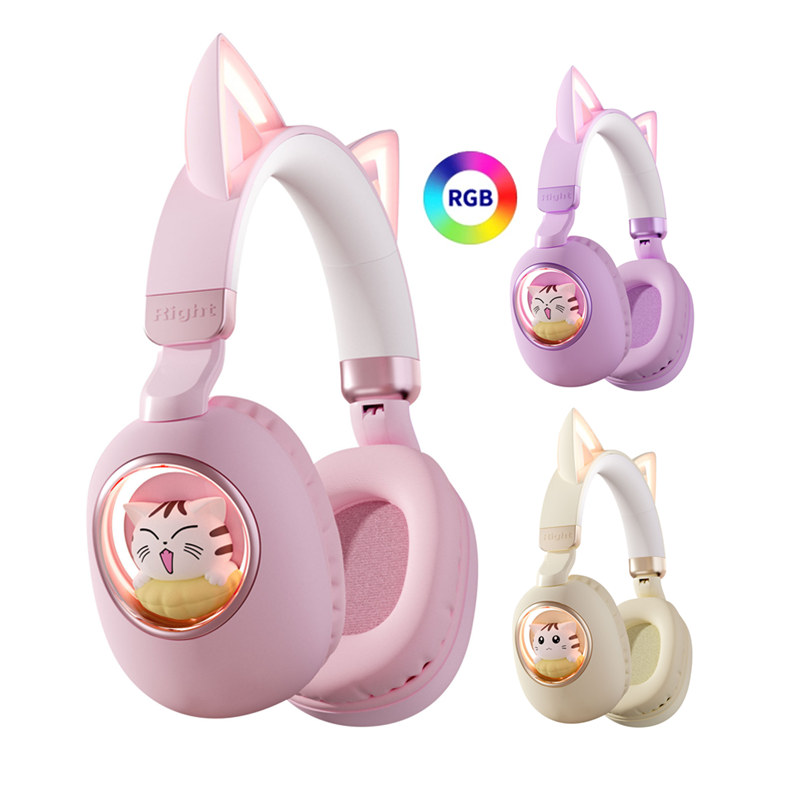 Cute Pet Headset Wireless Hifi Headphones Cat Ear Kids Bluetooth ...