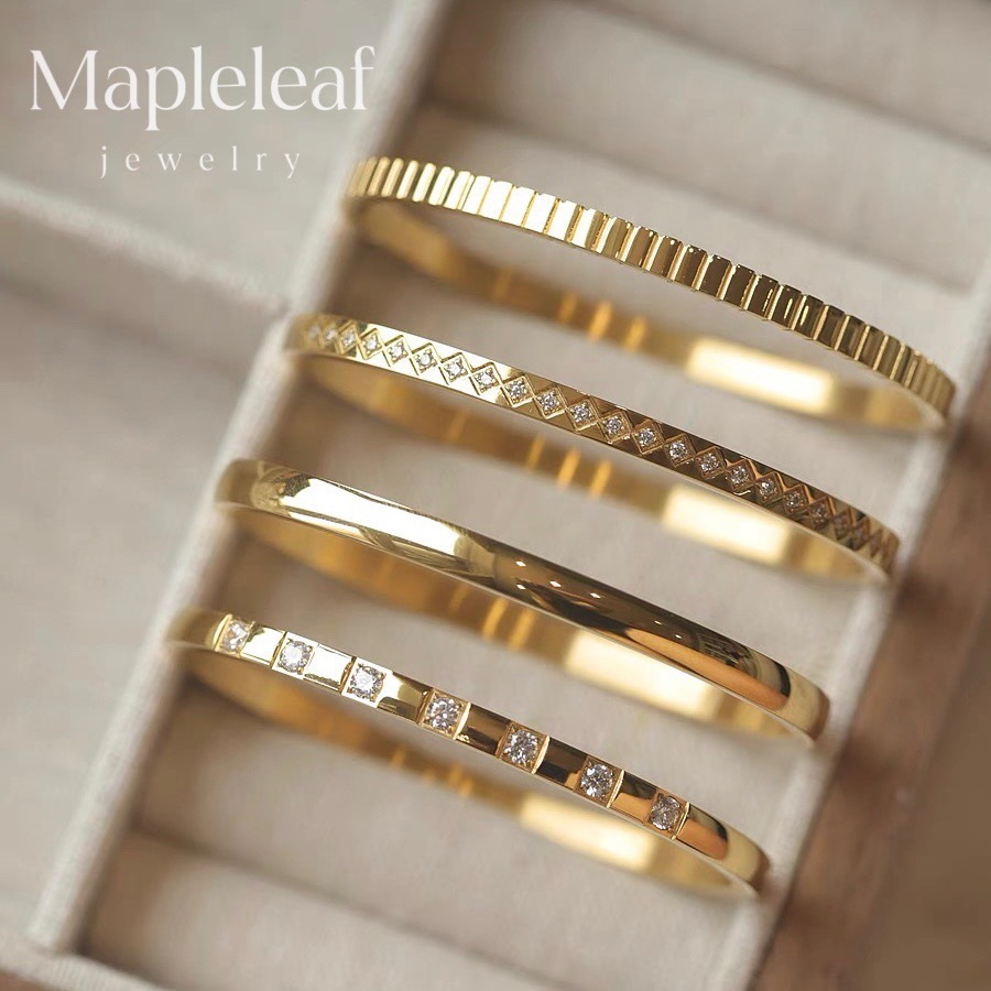 Original 18k Gold Gelang Emas 4-piece set Circle Bracelet Bar diamond ...