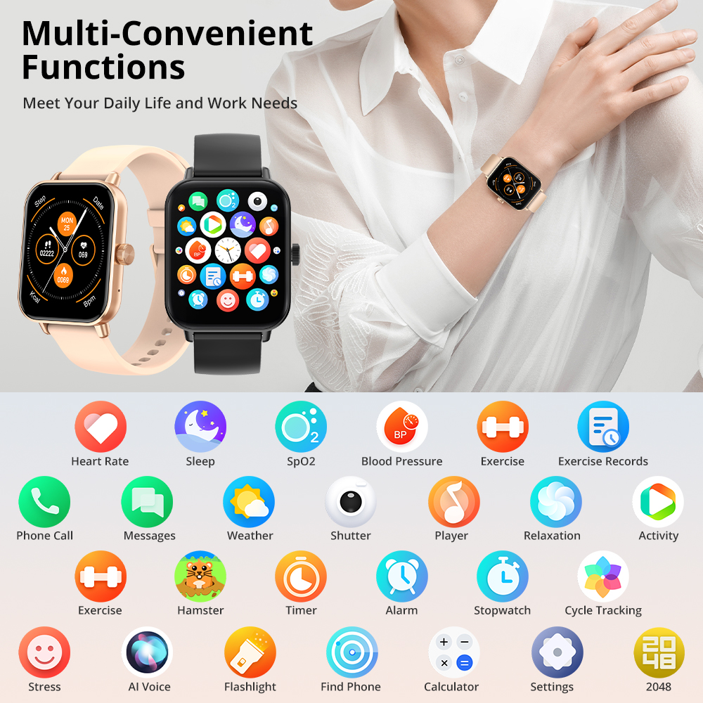 COLMI P81 Smart Watch Couple IP68 Waterproof Bluetooth Calling Man Woman Heart Rate Monitoring ...