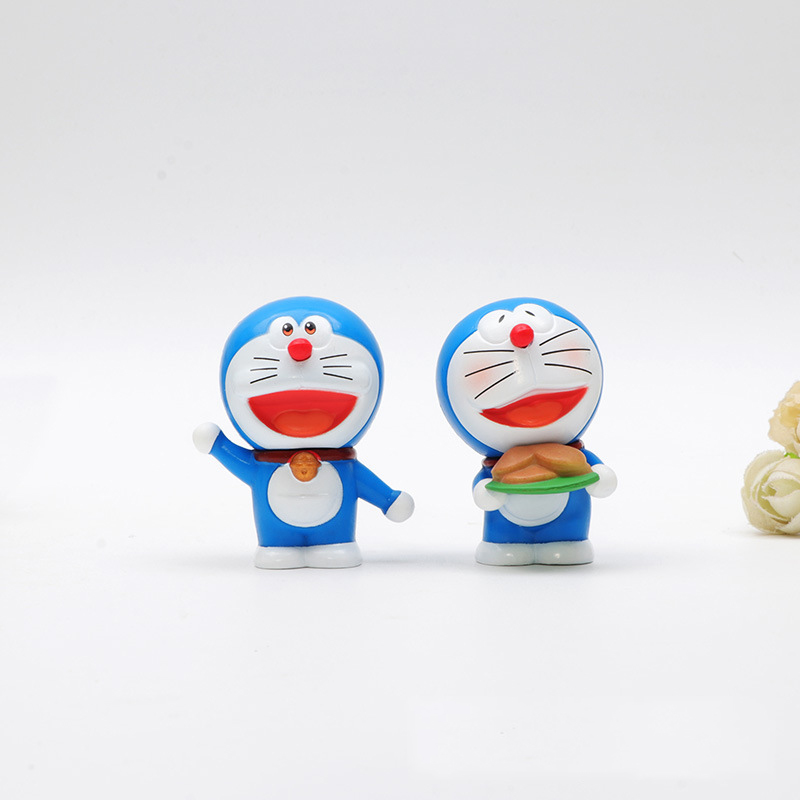 6Pcs/Set 5-6cm Anime Doraemon Figure Superman Dorayaki Blue Robot Cat Q ...