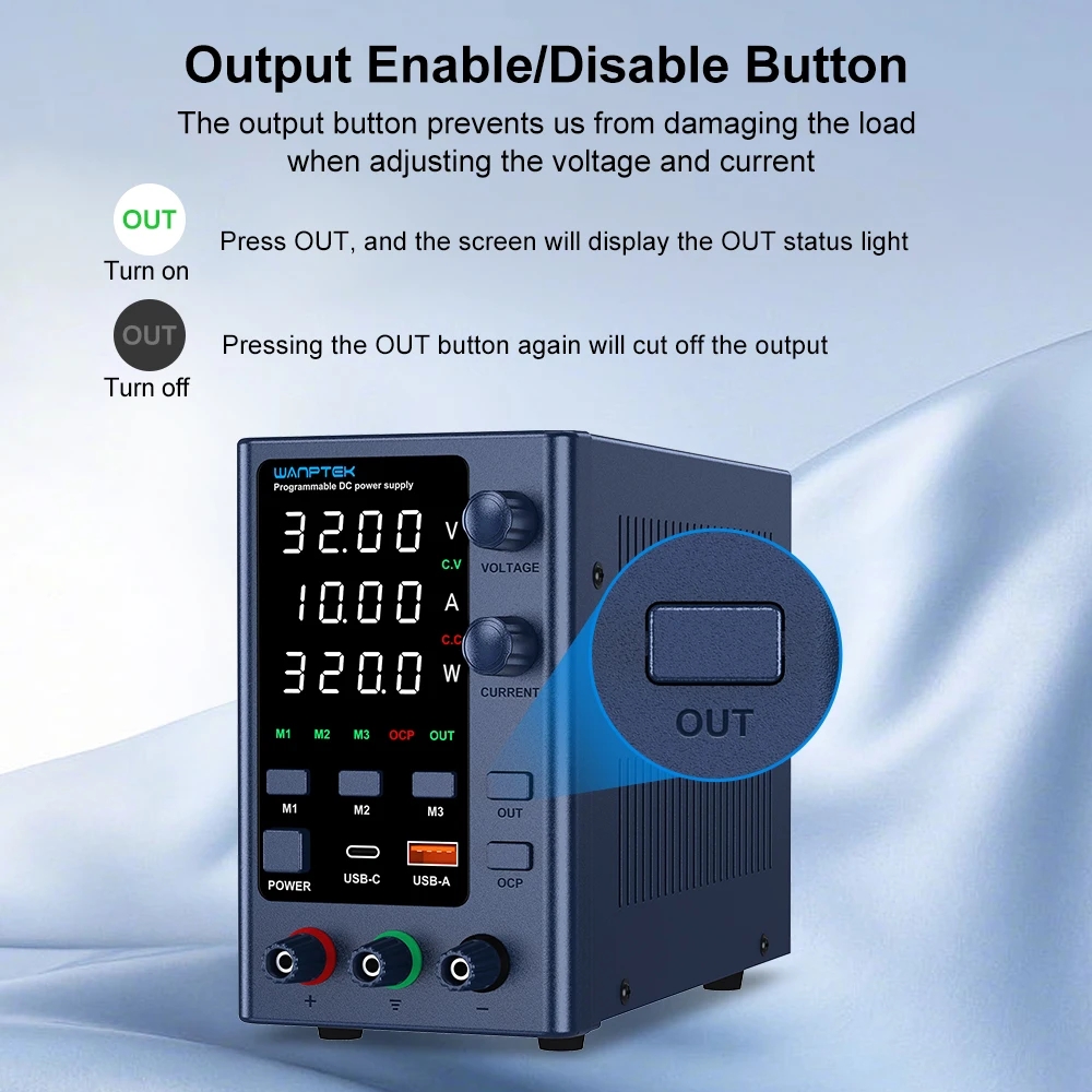 Wanptek Adjustable Power Supply Lab Encoder Memory DC Power Supply 30V 10A Bench Power Source ...