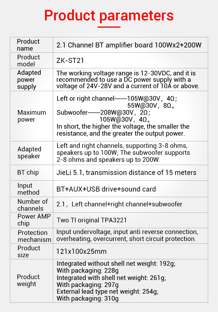 DIYMORE ZK-ST21 2.1 channel Bluetooth power amplifier board 100W+100W+200W two TI original cores ...