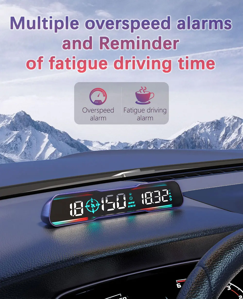 KOMES Digital Speedometer G19 Auto Meter LED Head Up Displays USB GPS ...