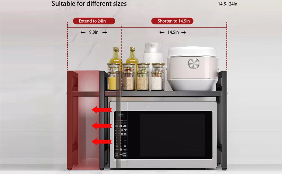 Kitchen Microwave Rack Expandable and Height Adjustable Strong Load ...