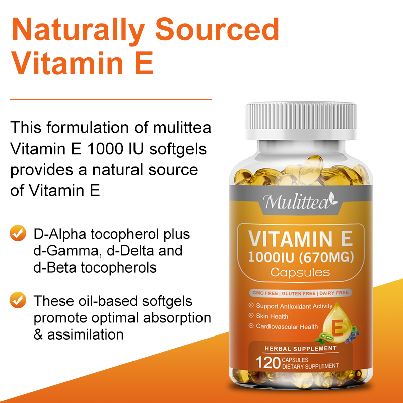 Mulittea Vitamin E 1000IU (670MG) Capsules Natural Antioxidant Healthy ...
