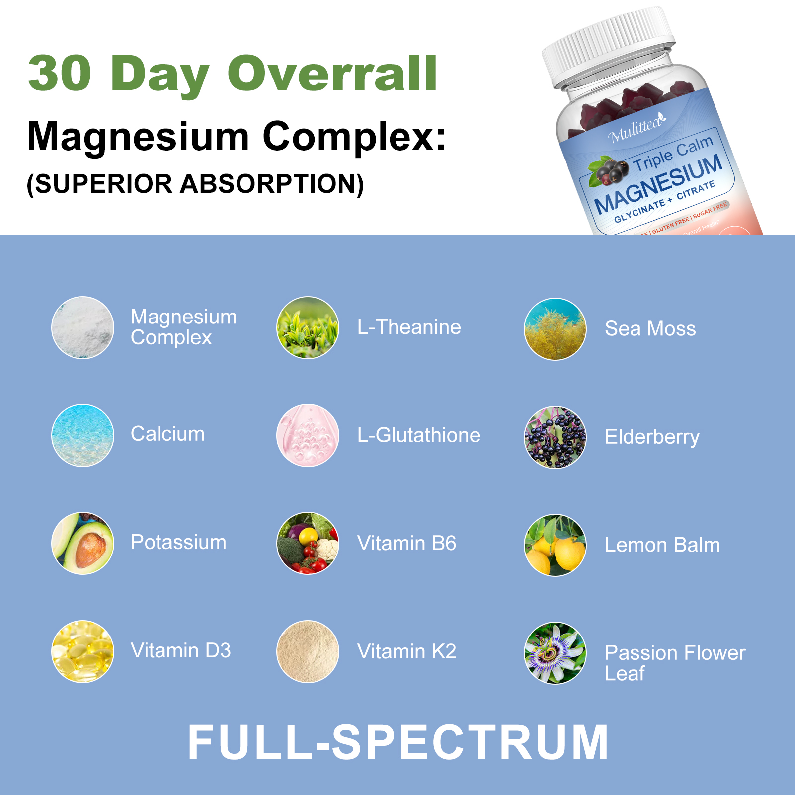 Mulittea Magnesium Citrate Magnesium Complex Gummies with Potassium ...