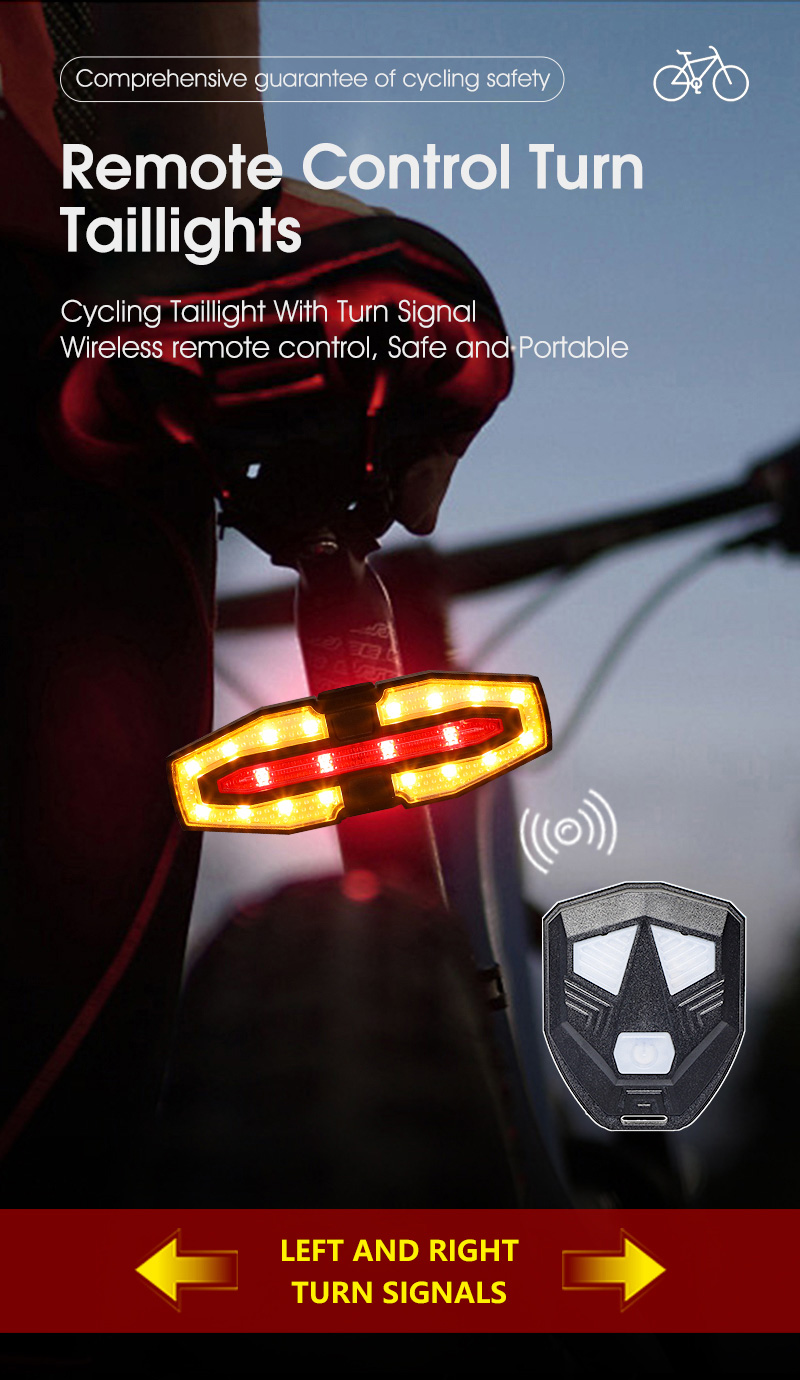 WEST BIKING Bike Turn Signal Tail Light Remote Control Taillight MTB ...