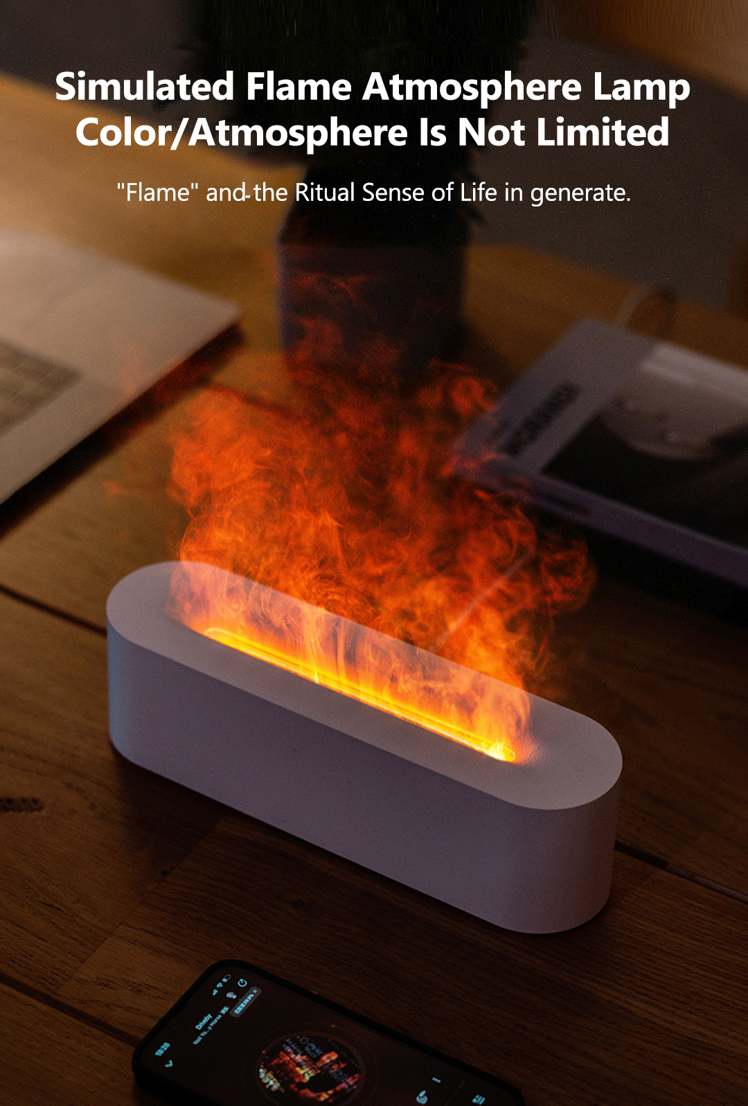 Simulation flame diffuser for home desktop colorful flame humidifier ...