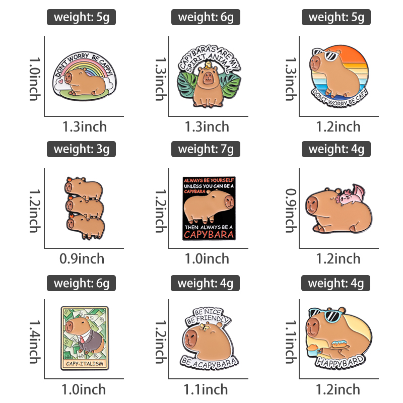Cartoon Cute Capybara Brooch Enamel Pins Funny Hippopotamus Metal Lapel ...
