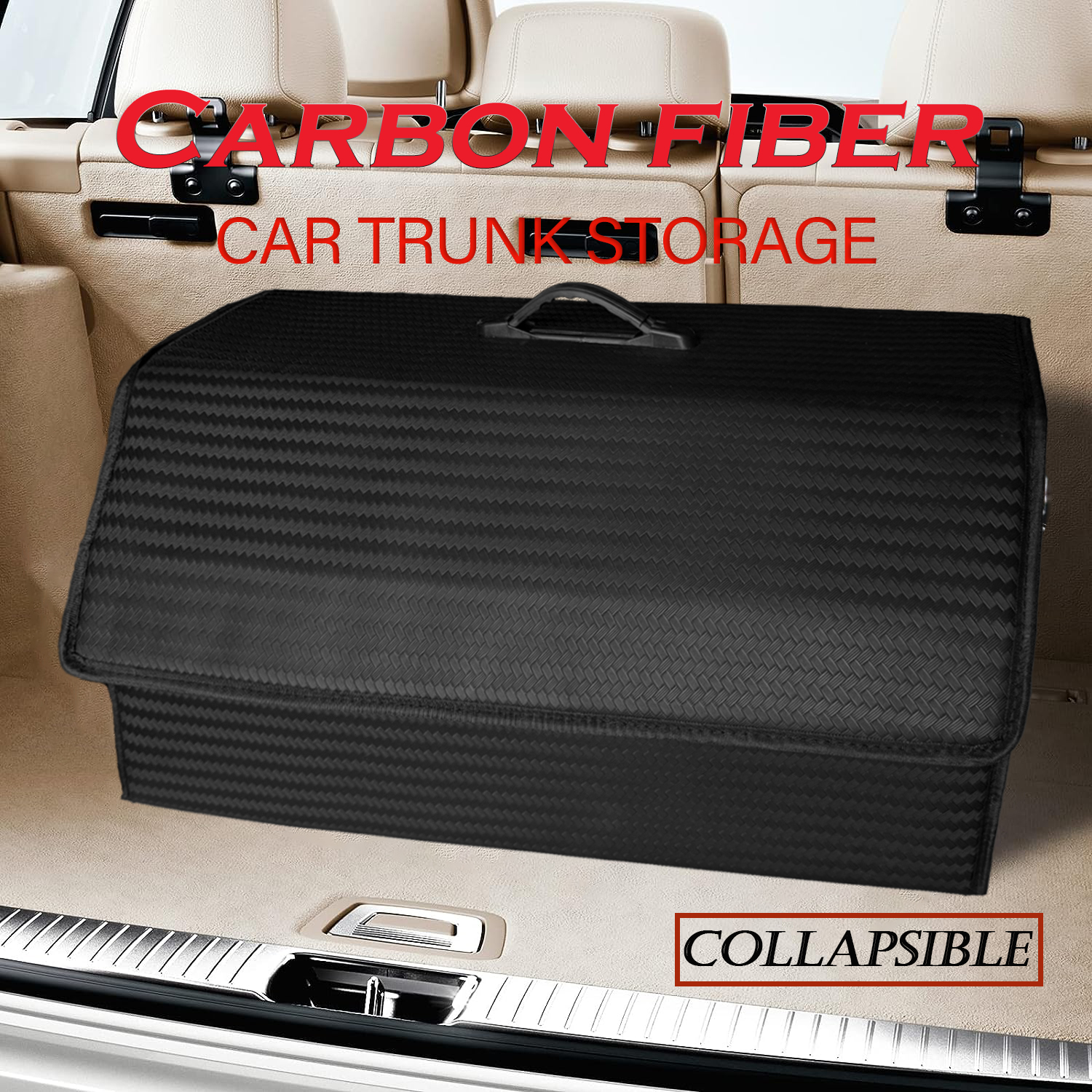1 Pcs Car Carbon Fibre Trunk Storage Box Vehicle Organizer Finishing ...