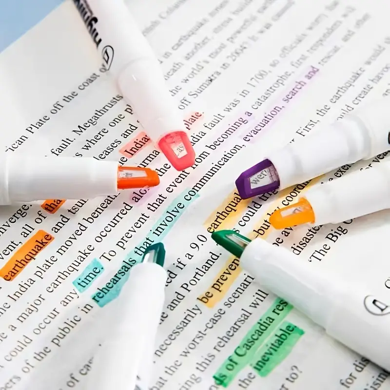 6pcs Clear View Tip soft light Highlighter marker pens,For students ...
