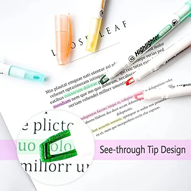 6pcs Clear View Tip soft light Highlighter marker pens,For students ...