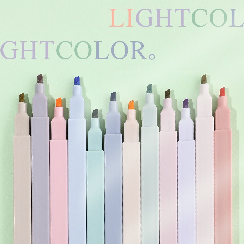 12PCS Light-Colored Highlighter Set – Pastel Marker Pens for Notes ...