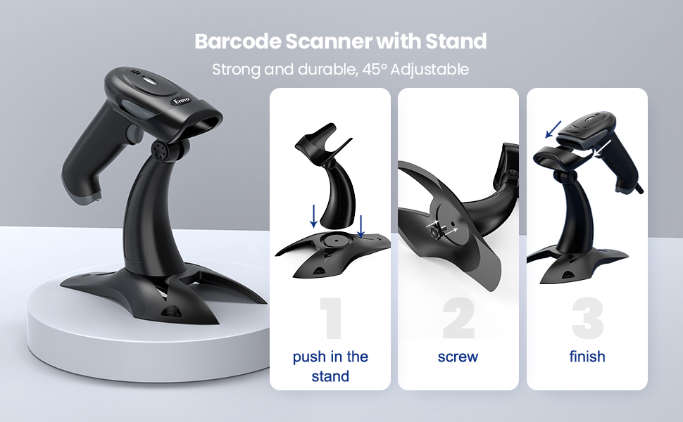 EYOYO Handheld 1D 2D Wireless Barcode Scanner with Stand USB Wired ...