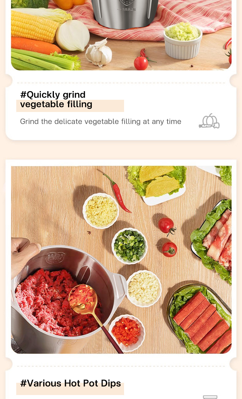 3L Meat Grinder Multi Function blender Electric Food Chopper Stainless ...