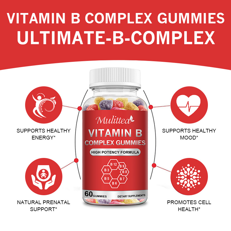 Mulittea Vitamin B Complex Gummies Cellular Energy Support, Stress ...