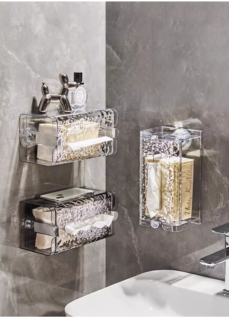 Suction Cup Transparent Water Corrugated Tissue Box Wall-mounted ...