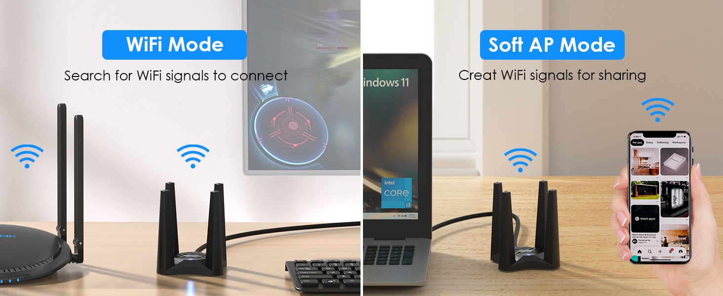 WAVLINK USB WiFi 6 Adapter AX1800 USB WiFi Dongle Dual Band 5Ghz MU ...