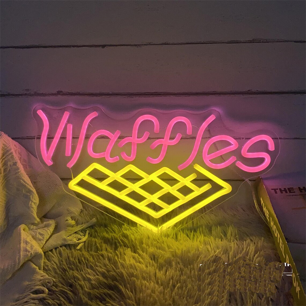 Waffles Neon Sign Custom Food Neon Sign Bakery Shop Dessert House LED ...