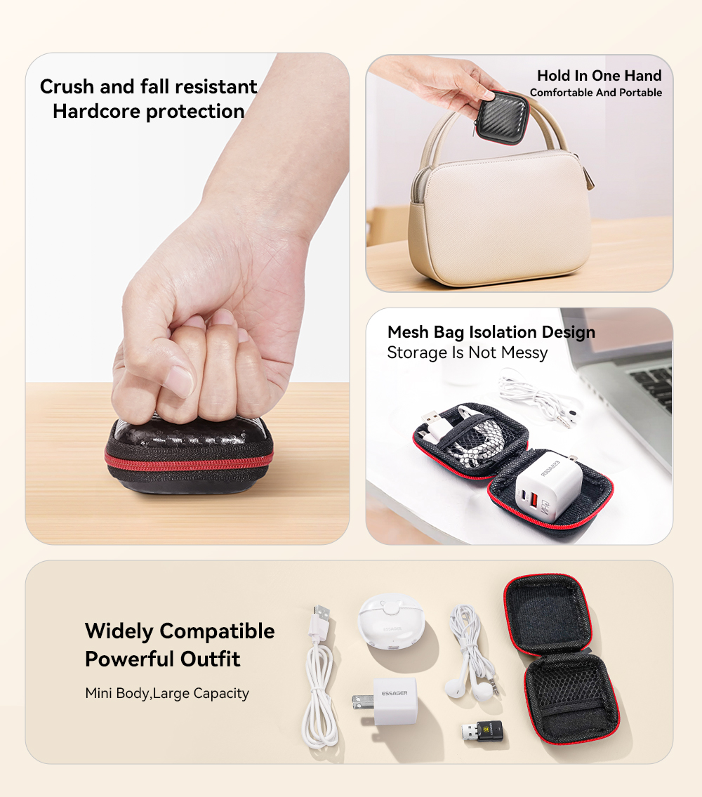 Essager Carbon Fiber Shell Data Cable Charger Storage Box | Shopee ...