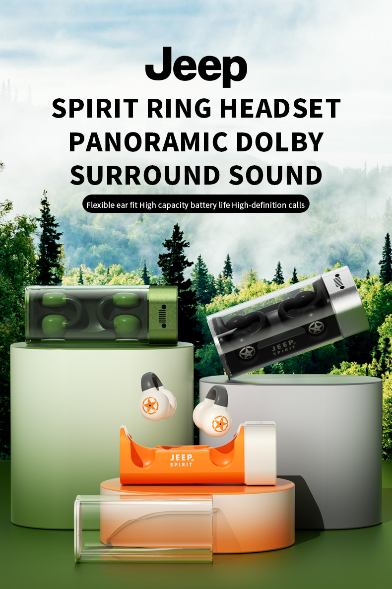 Jeep Earbuds Set Wireless Clip-on Earphones Ear Bone Conduction Earring ...