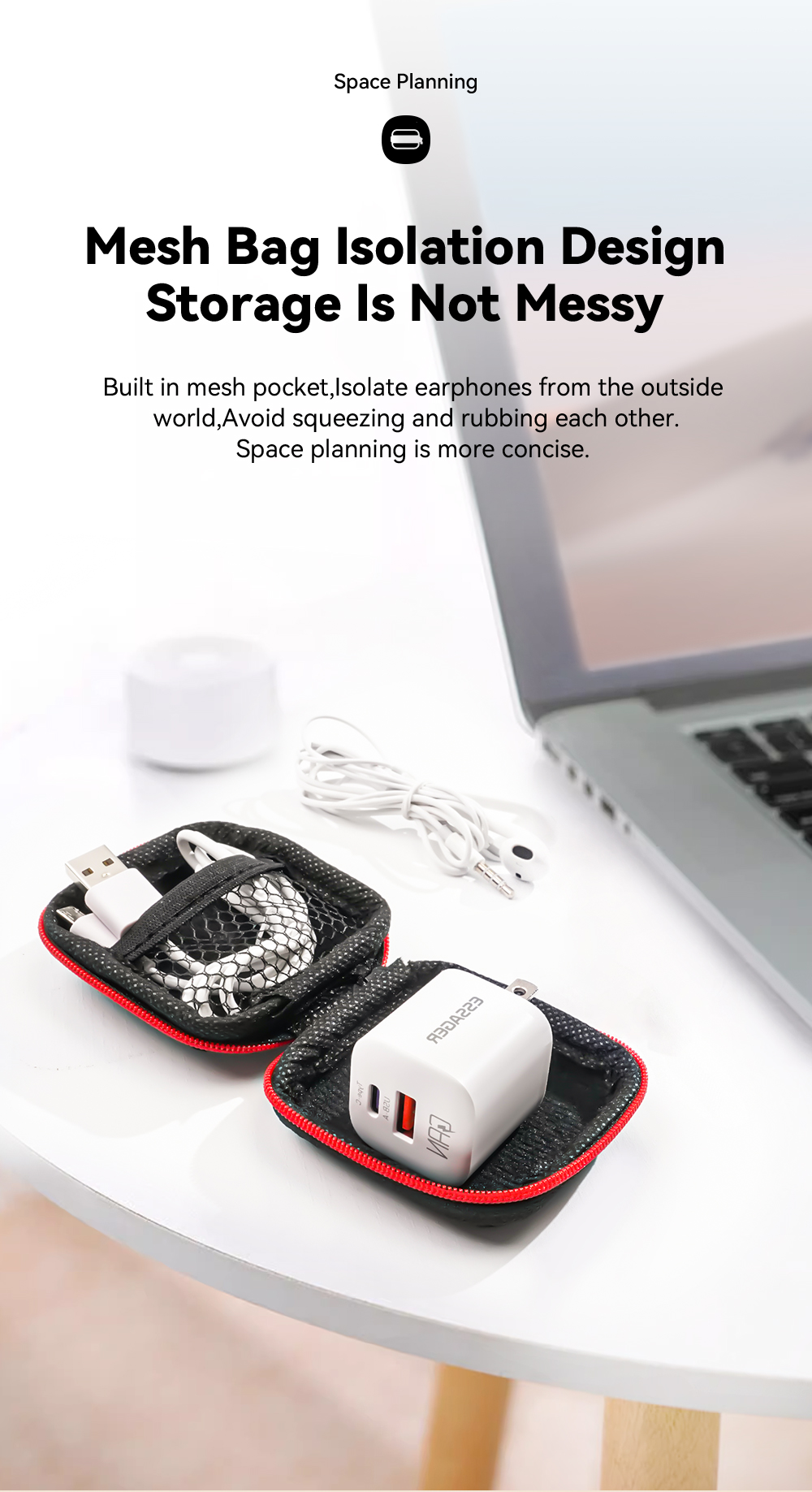 Essager Carbon Fiber Shell Data Cable Charger Storage Box | Shopee ...