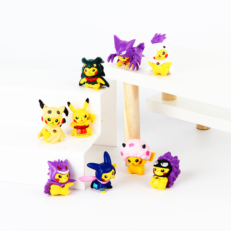 9Pcs/Set 4.5cm Anime Pokemon Figure Pikachu Cosplay Mimikyu Gengar ...