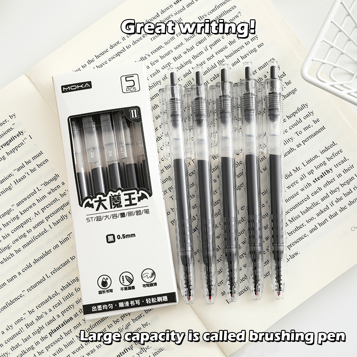 4/5/6 Pcs Gel Pen Set Kawaii Retractable ST Nib 0.5mm Black Ink ...