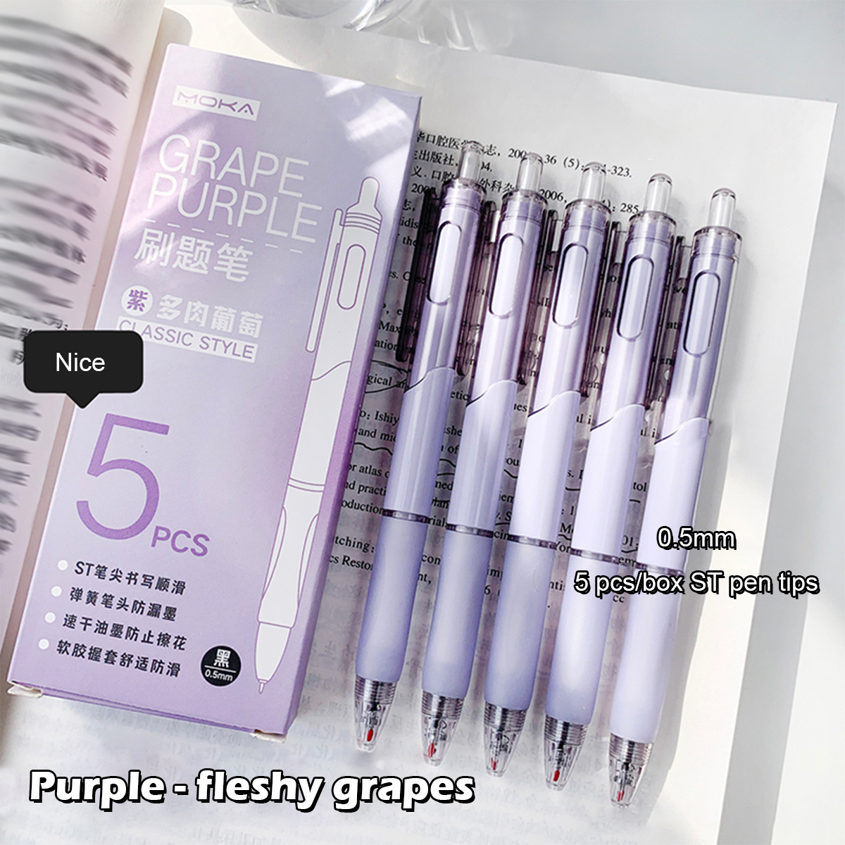 4/5/6 Pcs Gel Pen Set Kawaii Retractable ST Nib 0.5mm Black Ink ...