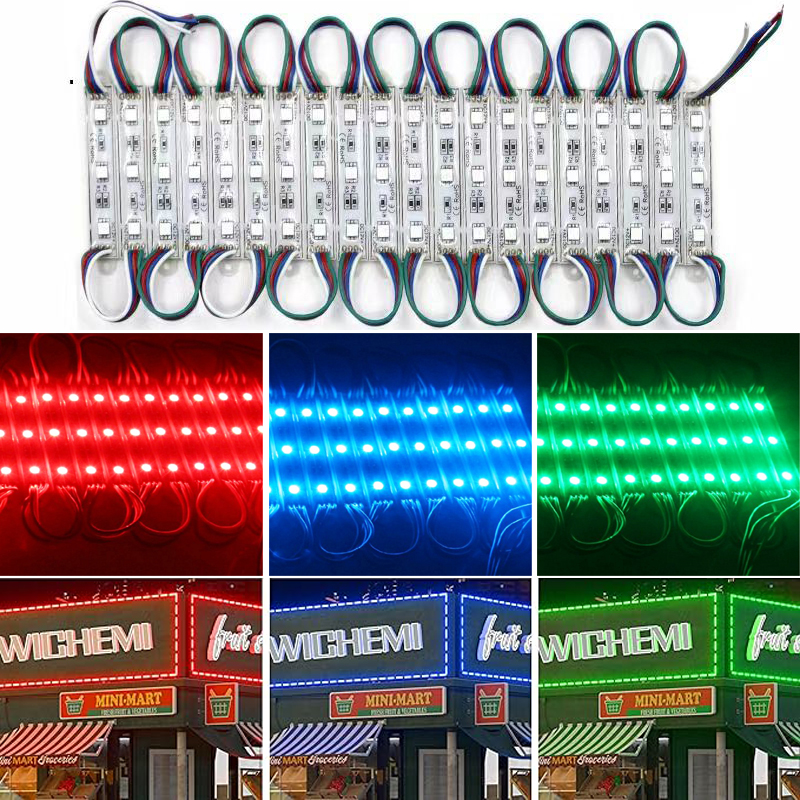 20 pcs 12V RGB LED Light Waterproof Colorful 5050 3 LED Light Module Indoor & Outdoor Led ...