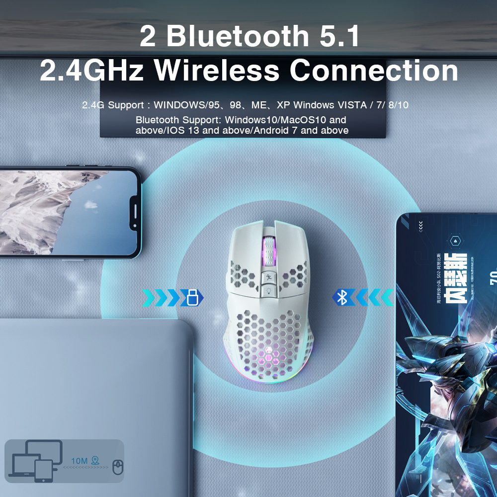 SOLAKAKA SM600 Wired 2.4G Wireless Charging Bluetooth Mouse with ...