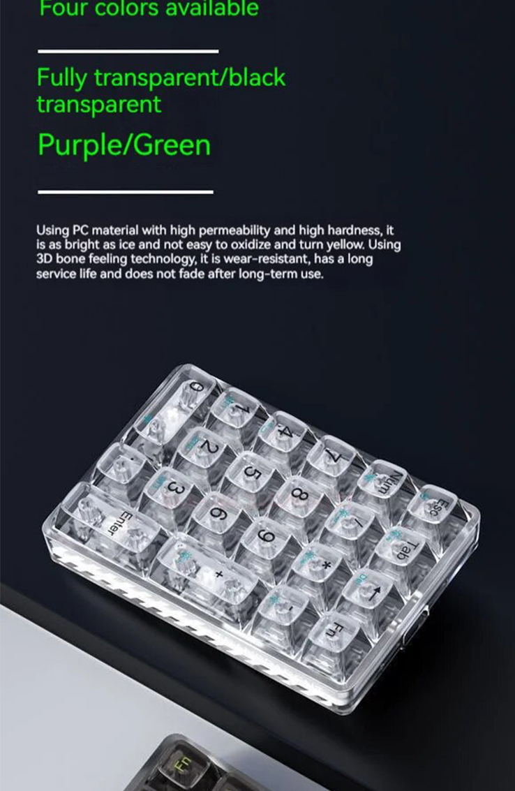 AULA F21 Wireless Numeric Keypad White Backlight Transparent Numeric ...