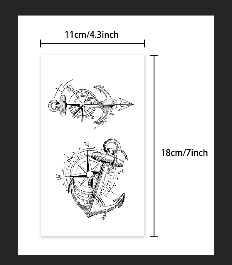 Anchor and Helm Temporary Tattoo Stickers Waterproof Lasting 1-2 Weeks ...