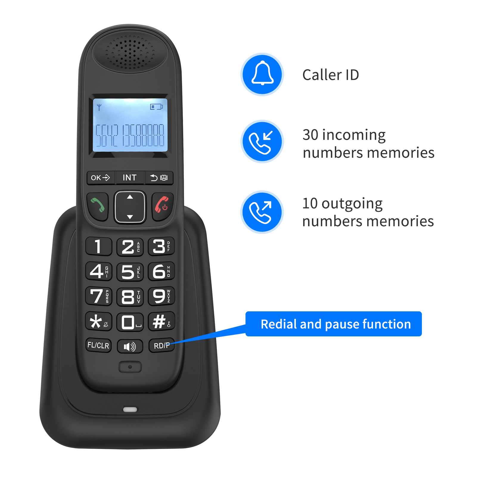 Expandable Cordless Phone System with 3 Lines Display Caller ID Support ...