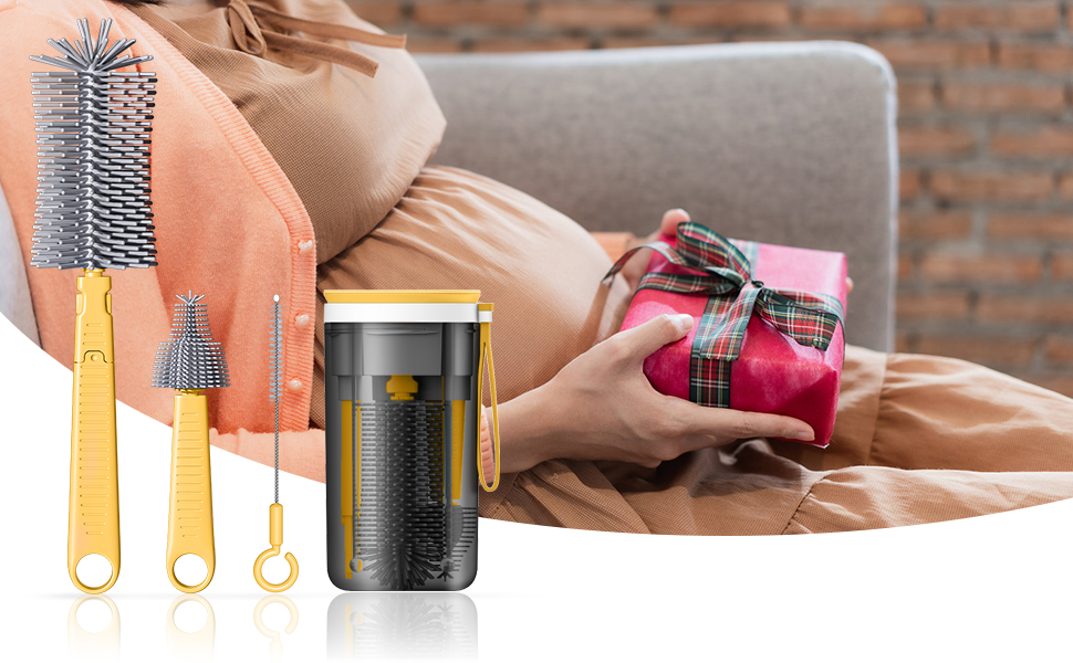 TEEKA Travel Bottle Cleaner Kit, Baby Bottle Brush Set with Silicone ...